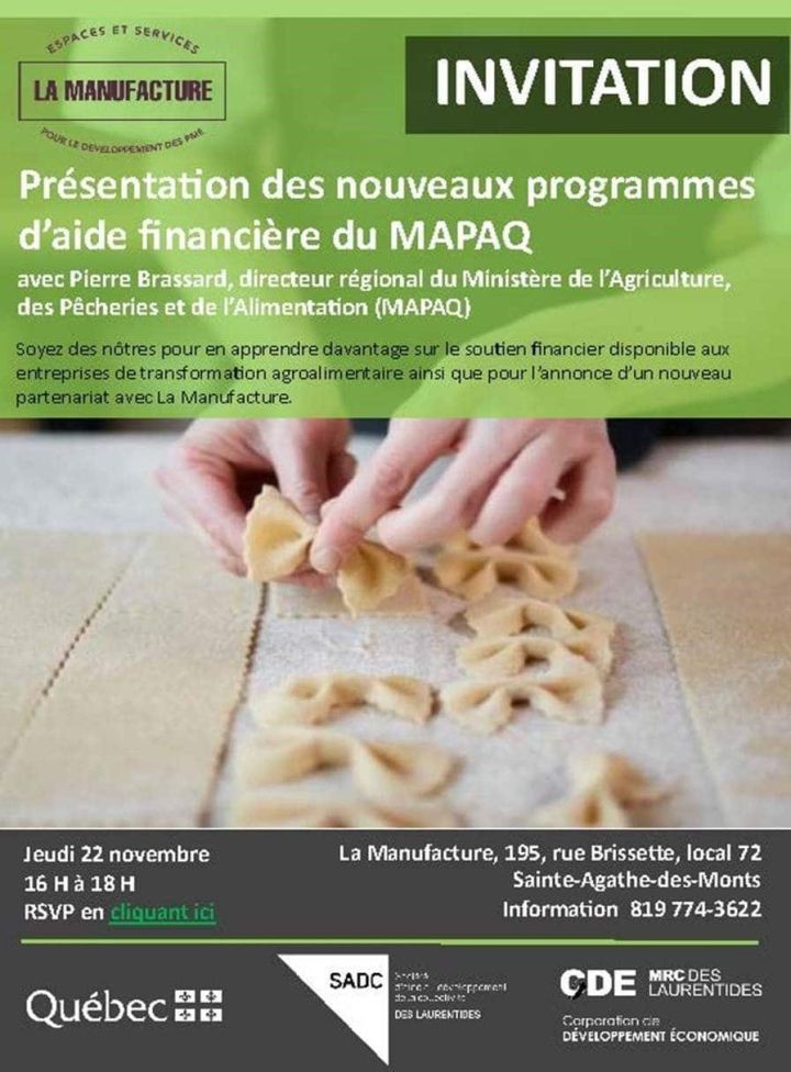 Présentation des nouveaux programmes d'aide financière du MAPAQ ...
